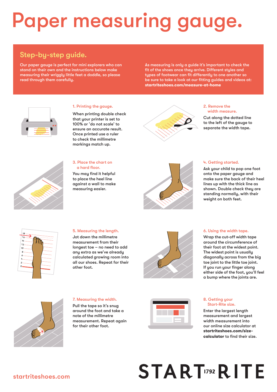Foot Size Measurement Chart - Orange Download Printable PDF ...
