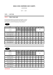 Beau Voix Uniform Size Charts Download Printable PDF | Templateroller