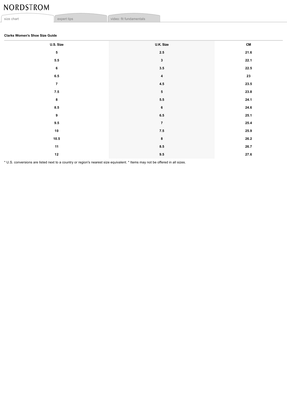 Women's Shoe Size Guide - Clarks Download Printable PDF | Templateroller