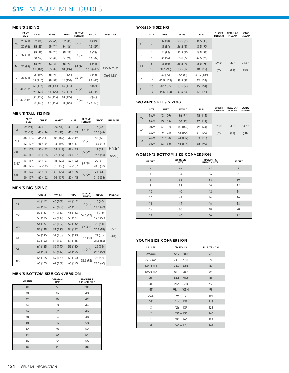 Sportswear Size Charts - Columbia Download Printable PDF | Templateroller