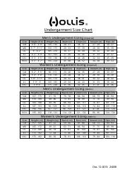 Undergarment Size Chart Download Printable PDF | Templateroller