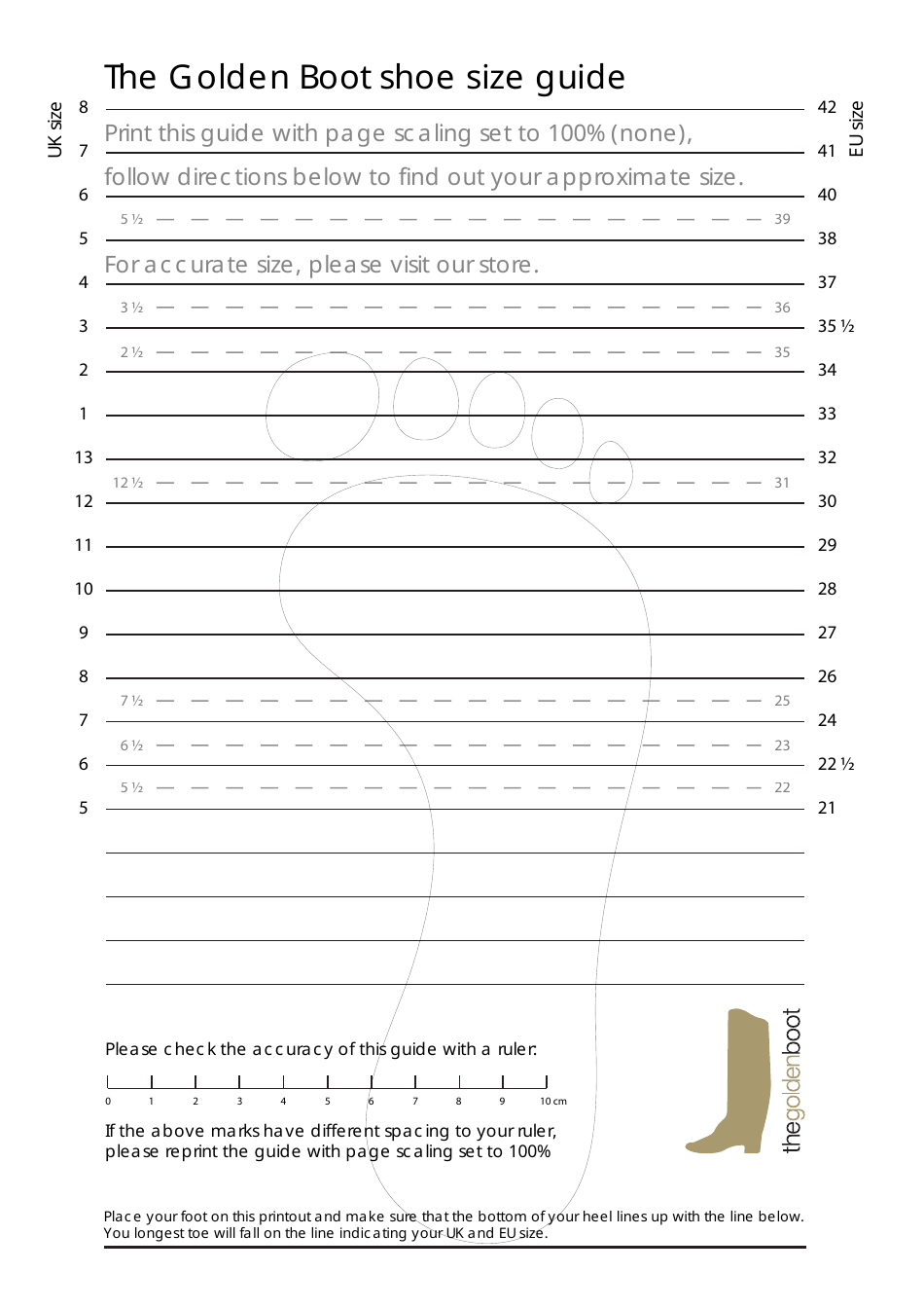 Shoe Size Measuring Chart UK Size Download Printable PDF Templateroller