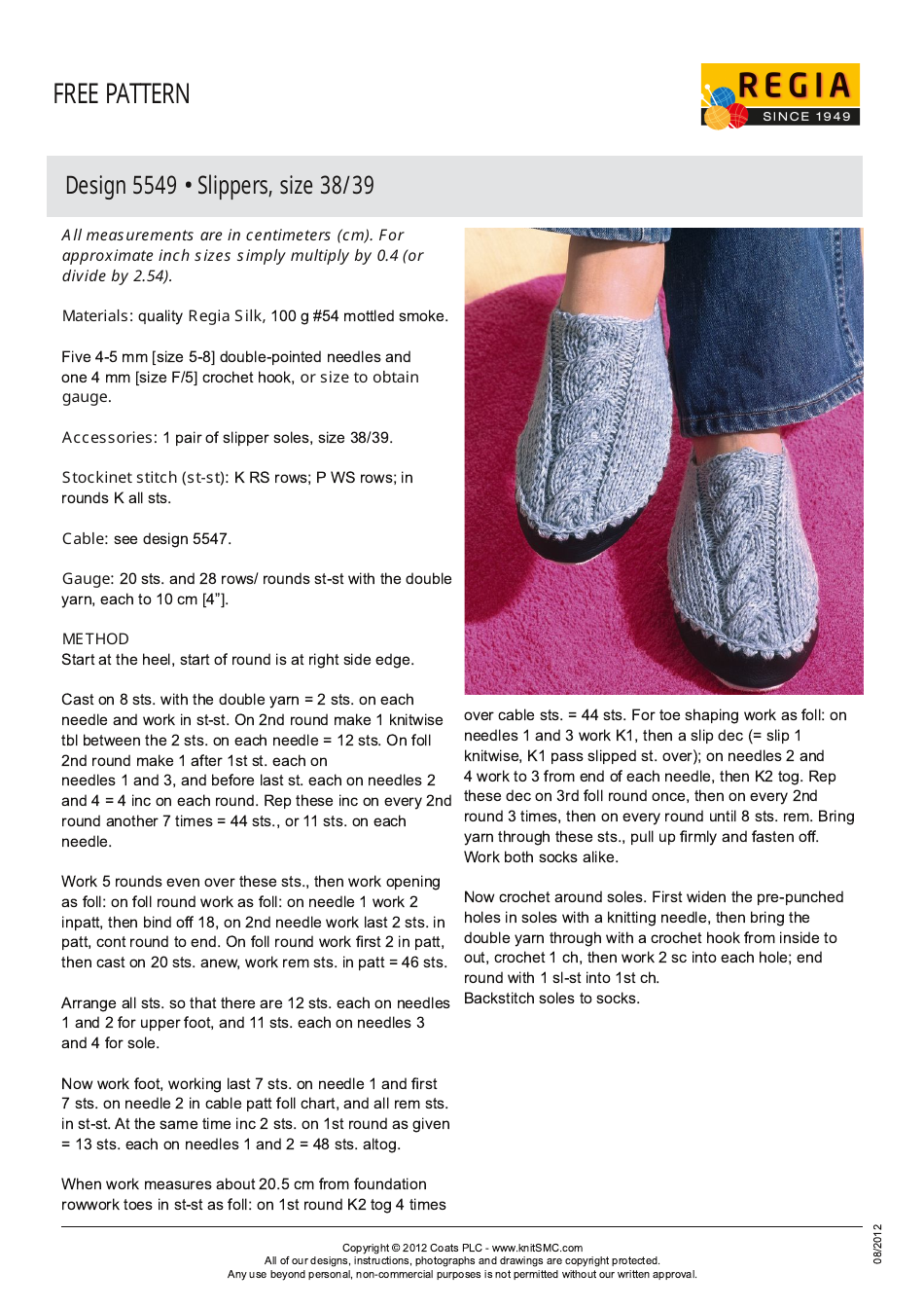 Slippers Knitting Pattern - Coats Plc Download Printable PDF ...