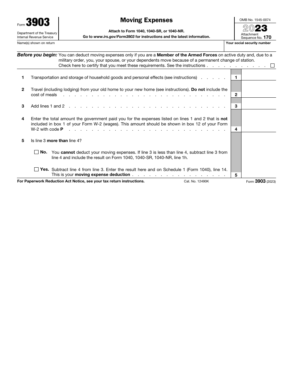 IRS Form 3903 - 2023 - Fill Out, Sign Online and Download Fillable PDF ...