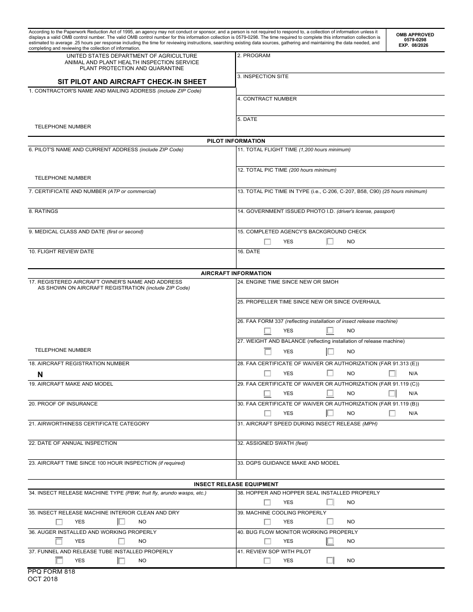 PPQ Form 818 - Fill Out, Sign Online and Download Fillable PDF ...