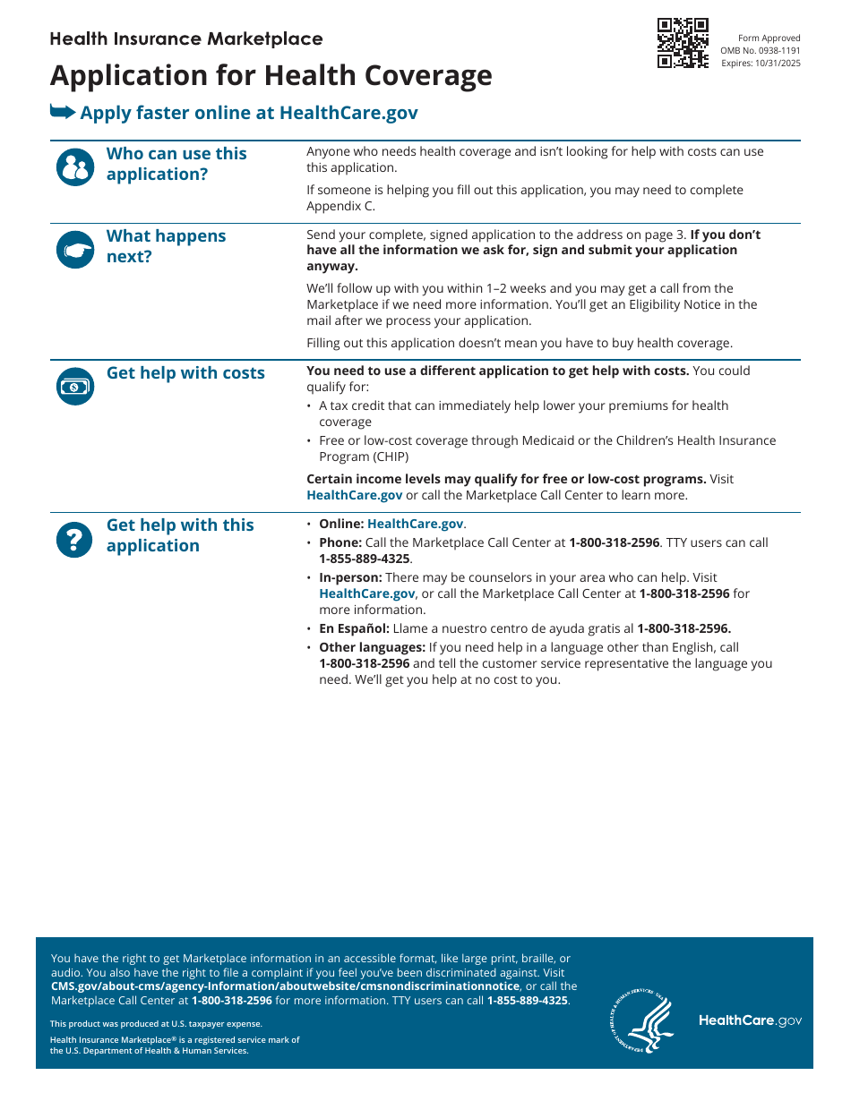 Application for Health Coverage - Individual Without Financial ...