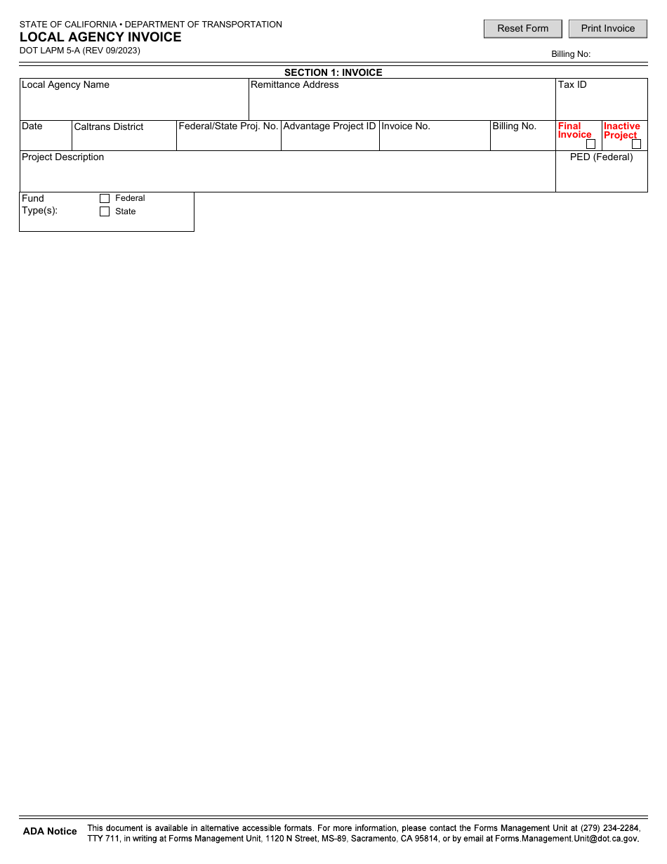 Form DOT LAPM5-A Download Fillable PDF or Fill Online Local Agency ...