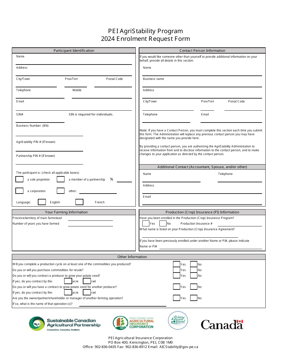 2024 Prince Edward Island Canada Enrolment Request Form - Pei ...