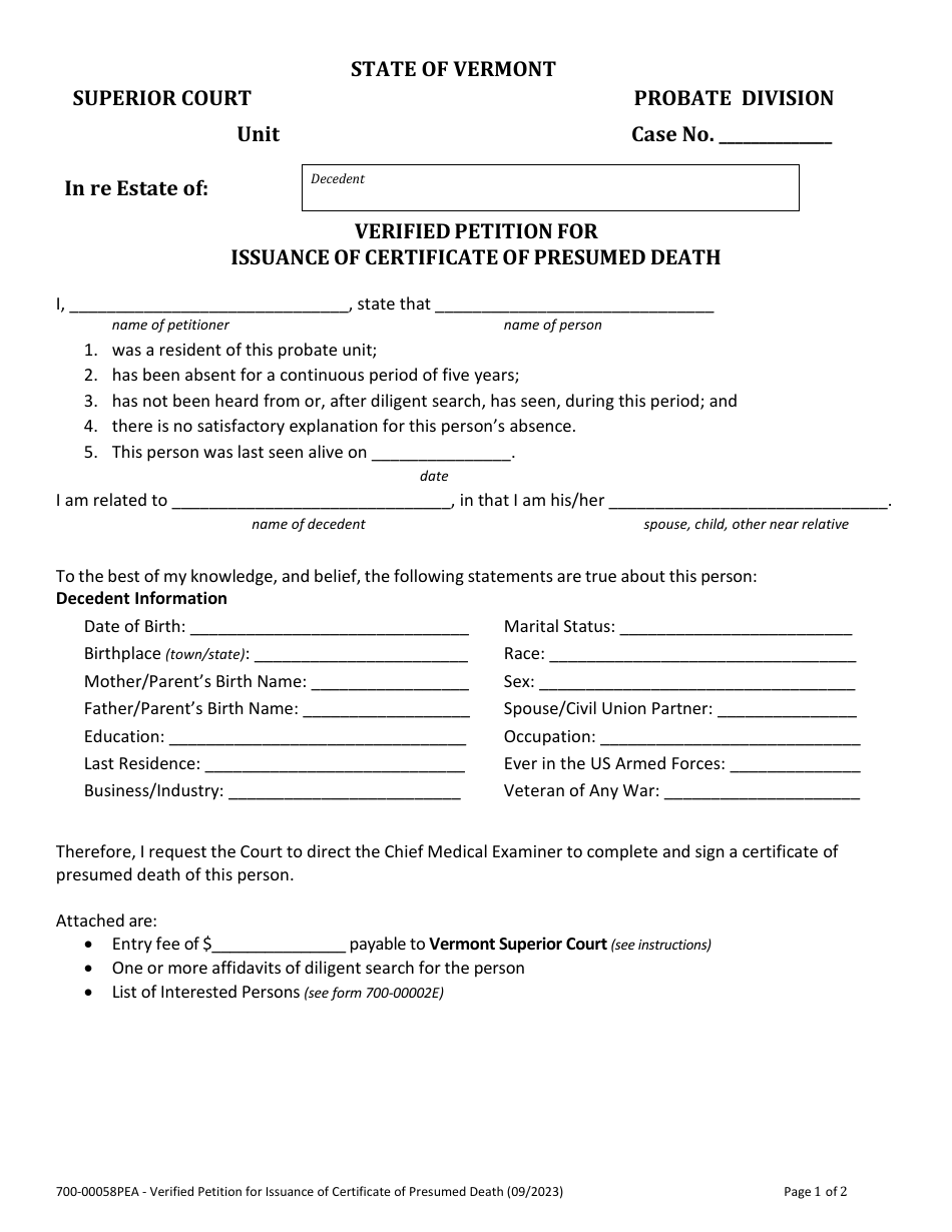 Form 700-00058PEA - Fill Out, Sign Online and Download Fillable PDF ...