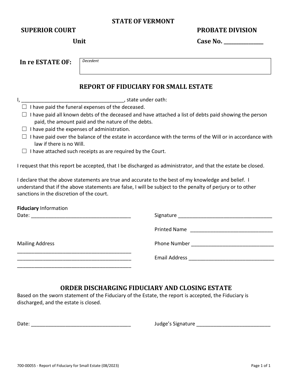 Form 700-00055 Download Fillable PDF or Fill Online Report of Fiduciary ...