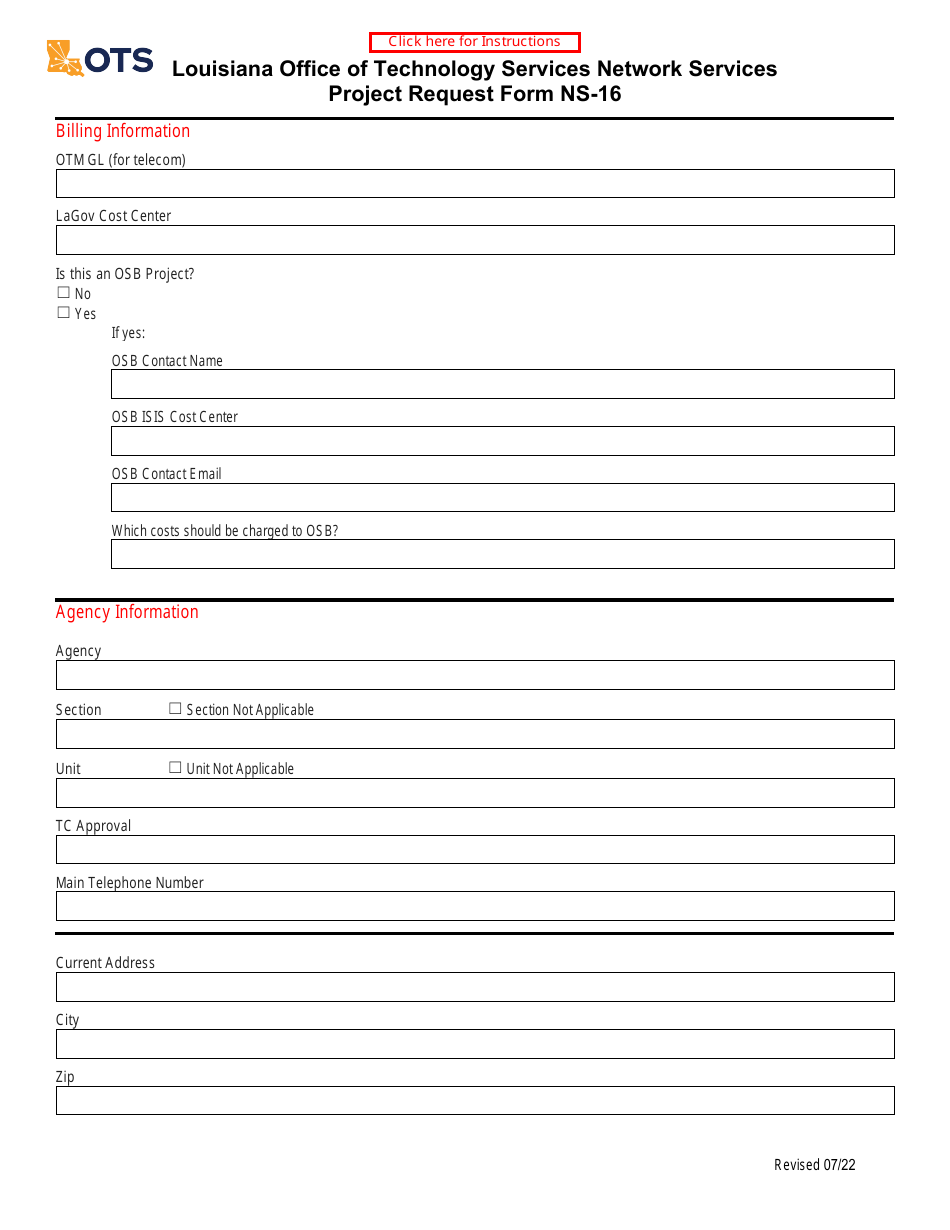 Form NS-16 Download Fillable PDF or Fill Online Project Request Form, Louisiana 2022 — 2025 ...