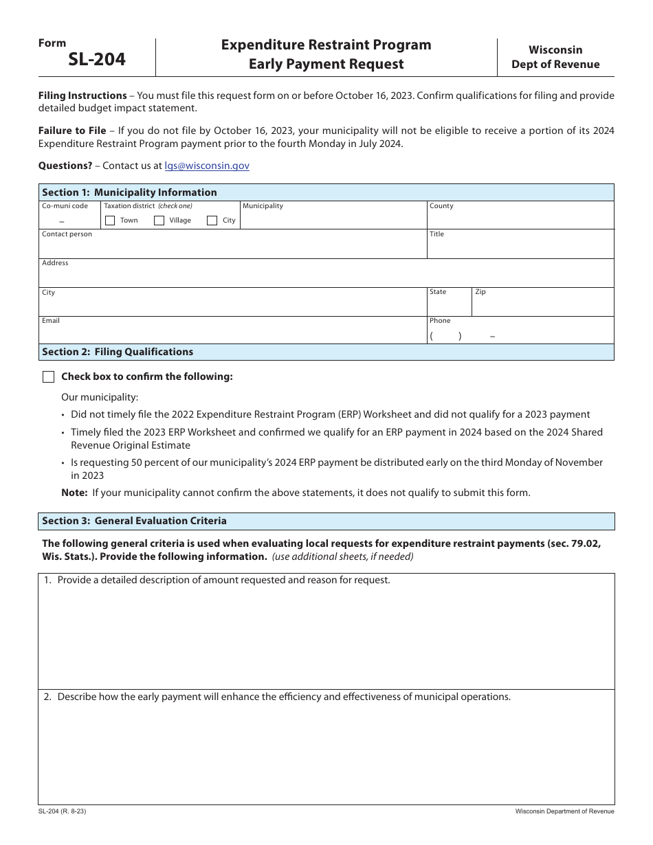 Form SL-204 - Fill Out, Sign Online and Download Printable PDF ...