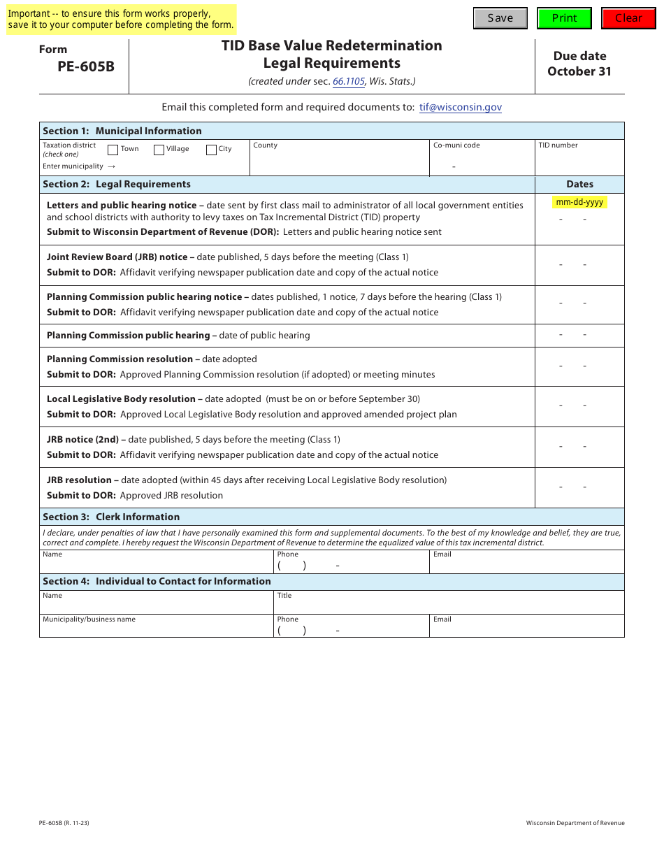 Form PE-605B - Fill Out, Sign Online and Download Fillable PDF ...