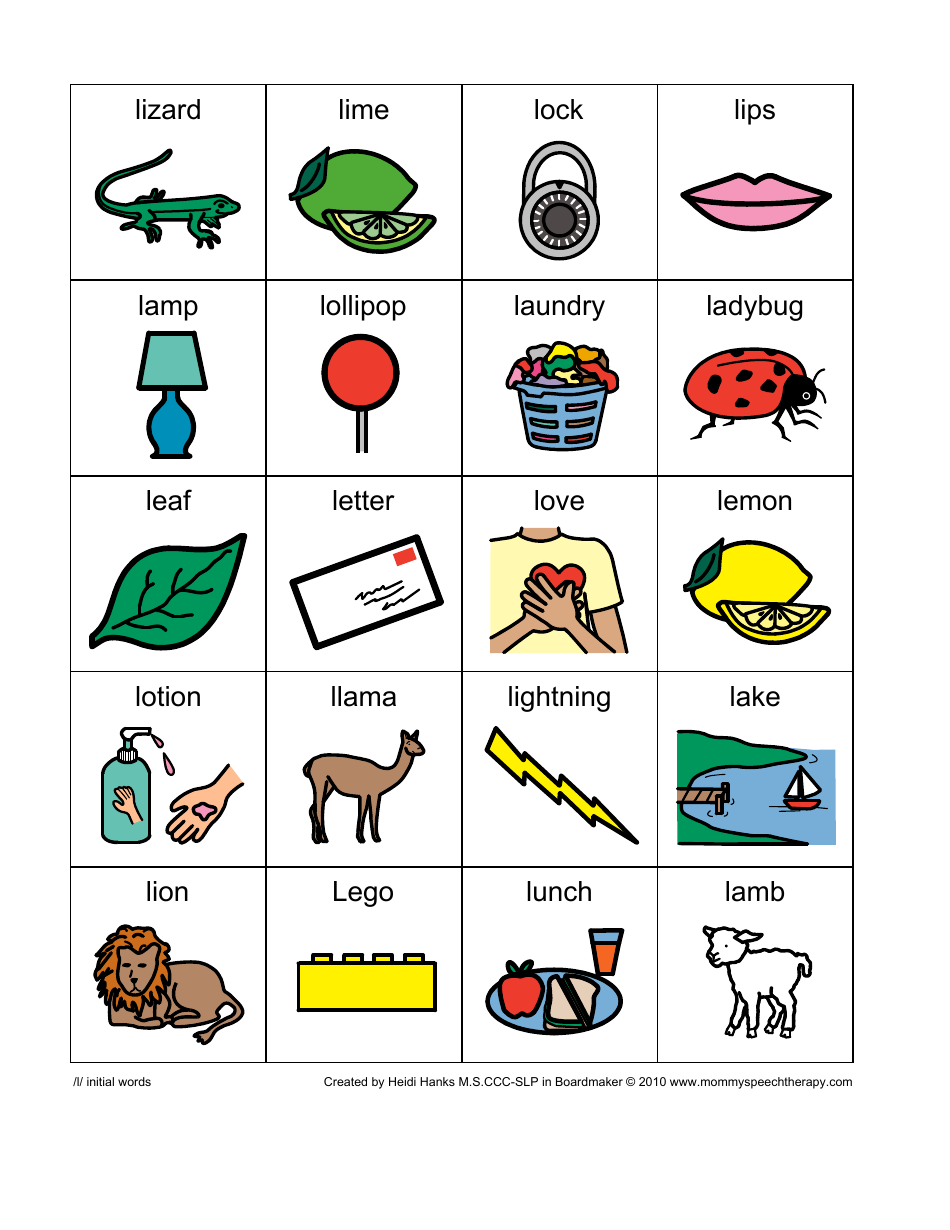 L-Initial Words Flashcards Download Printable PDF | Templateroller