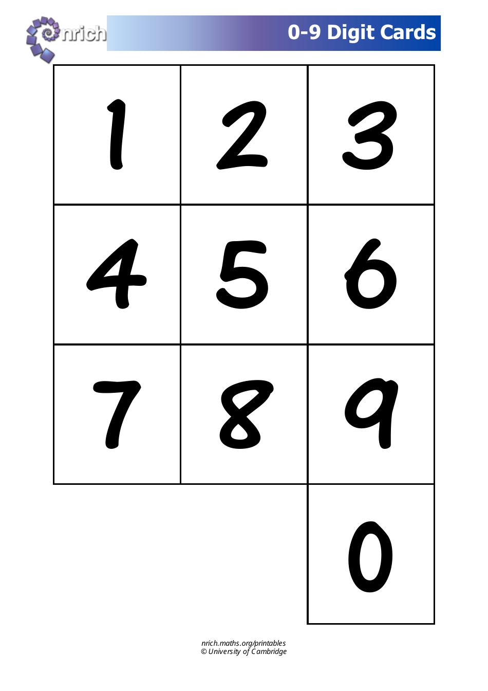 0-9 Digit Flashcards Download Printable PDF | Templateroller