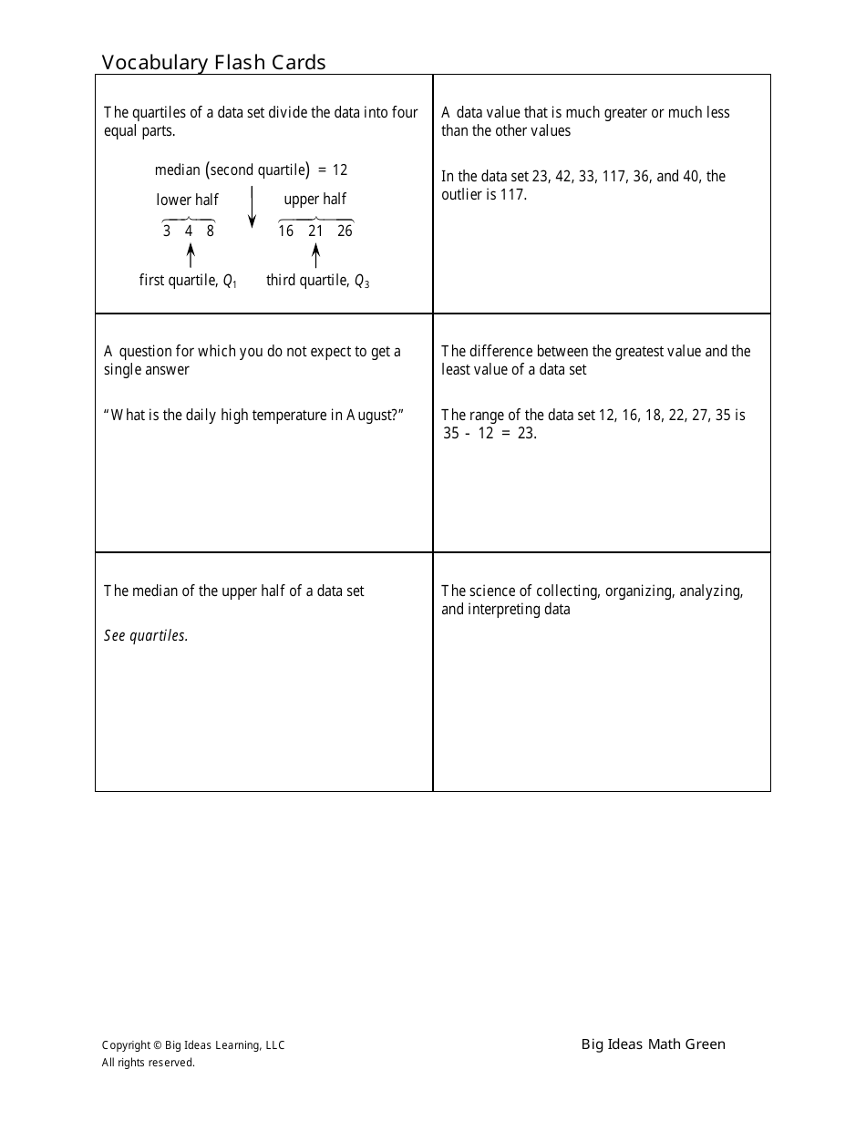 Grade 6 Math Vocabulary Flash Cards Download Printable PDF Templateroller