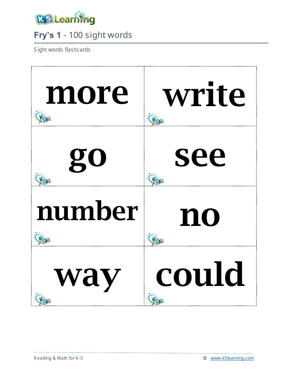 Fry's Sight Words Flashcards - 1-200 Download Printable PDF ...