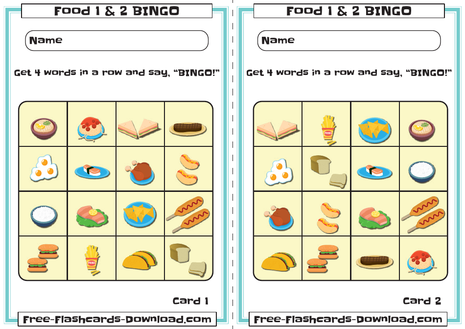 Food Bingo Cards Download Printable PDF | Templateroller