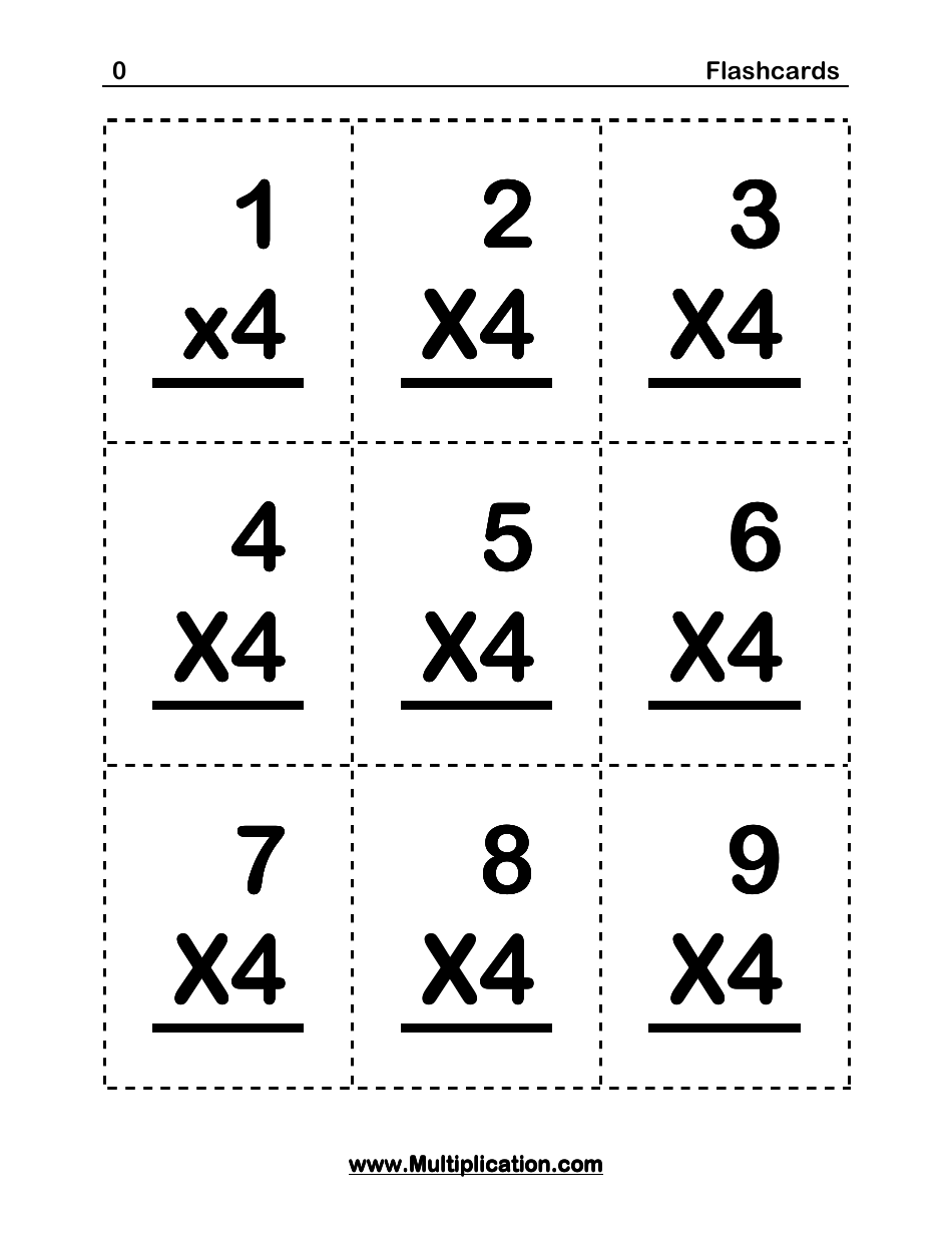 Math Flashcards - Multiplication (4) Download Printable PDF ...