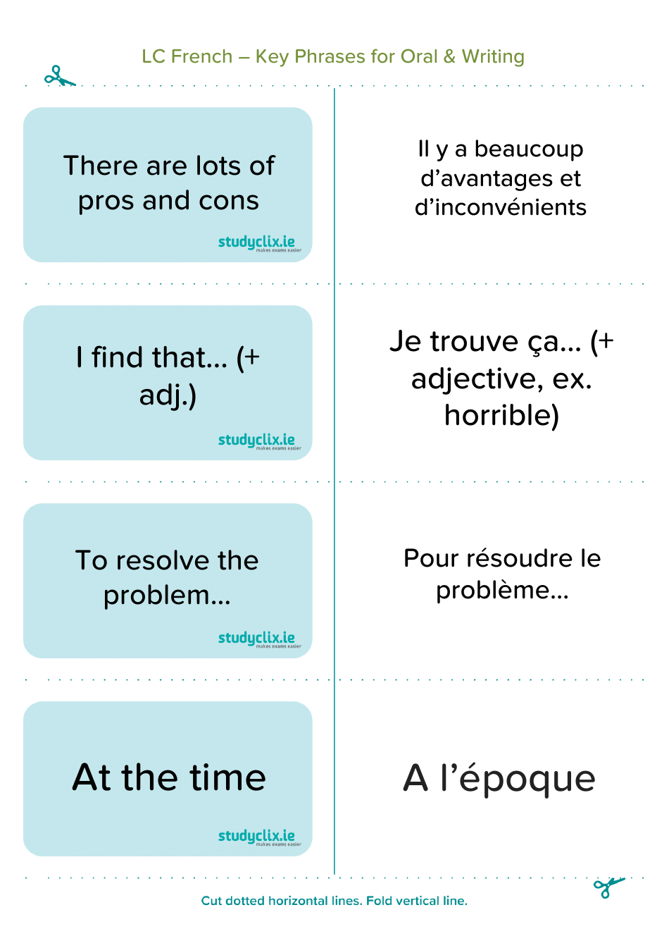 French Flashcards - Key Phrases for Oral and Writing Download Printable ...