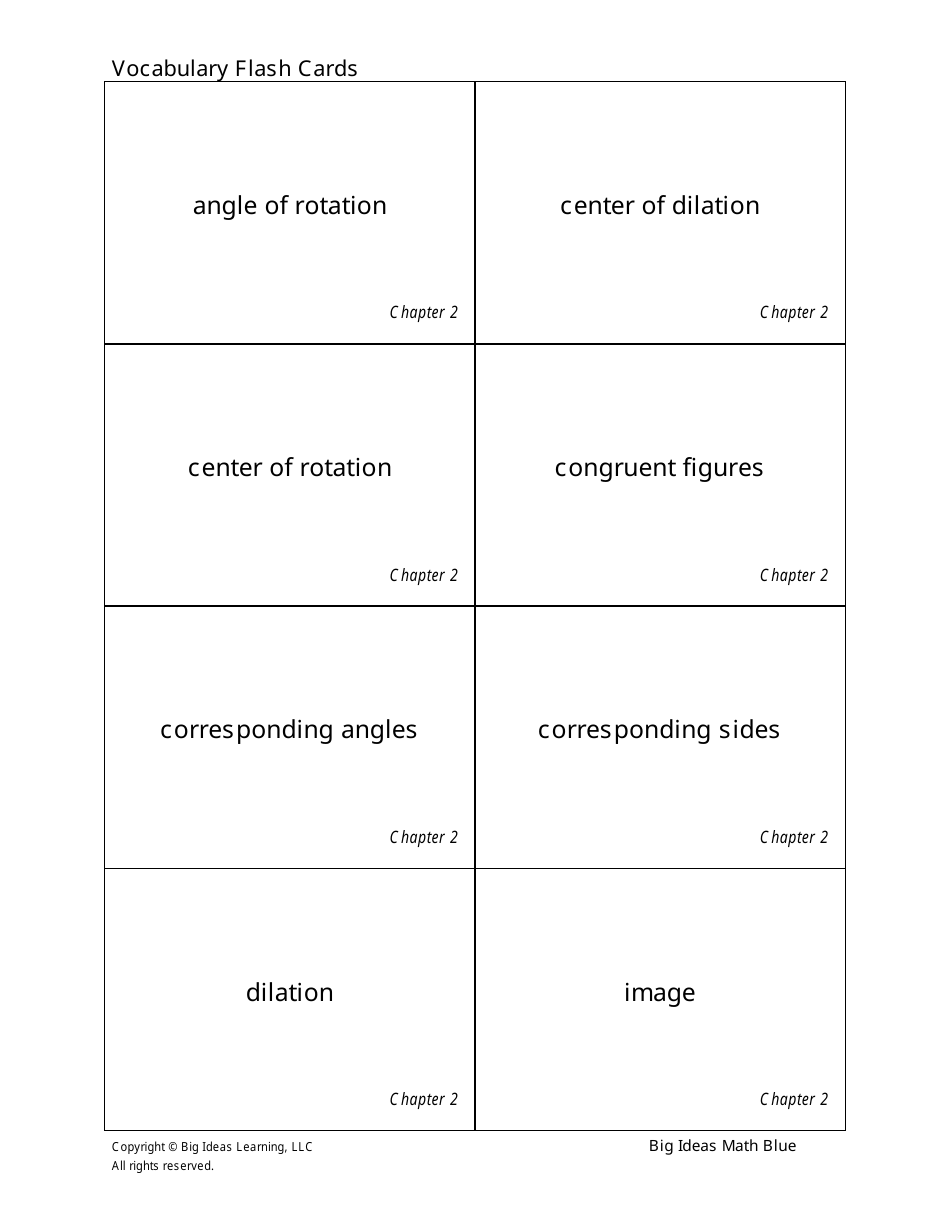 Math Vocabulary Flash Cards - Big Ideas Learning Download Printable PDF ...