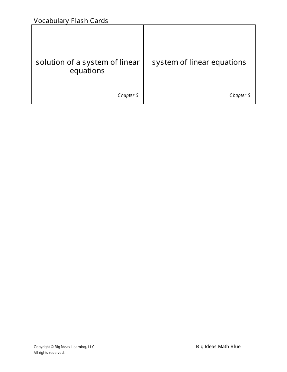 Math Vocabulary Flash Cards - Big Ideas Learning Download Printable PDF ...