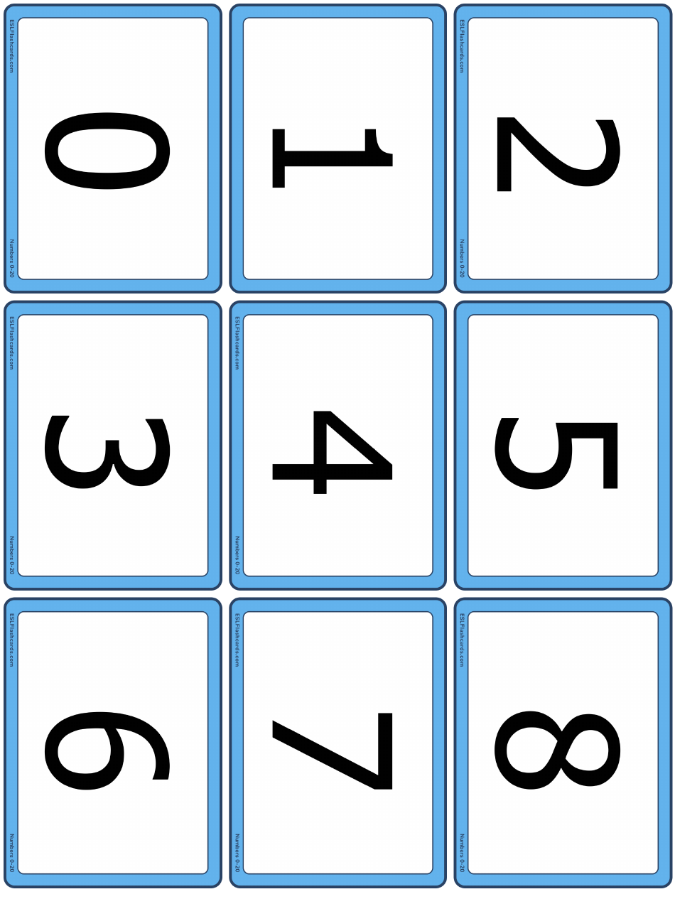 1-20 Number Flashcards - Blue Download Printable PDF | Templateroller