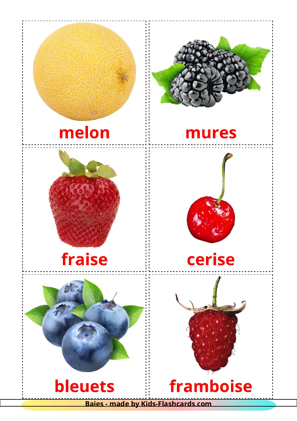 French Flashcards - Berries Download Printable PDF | Templateroller