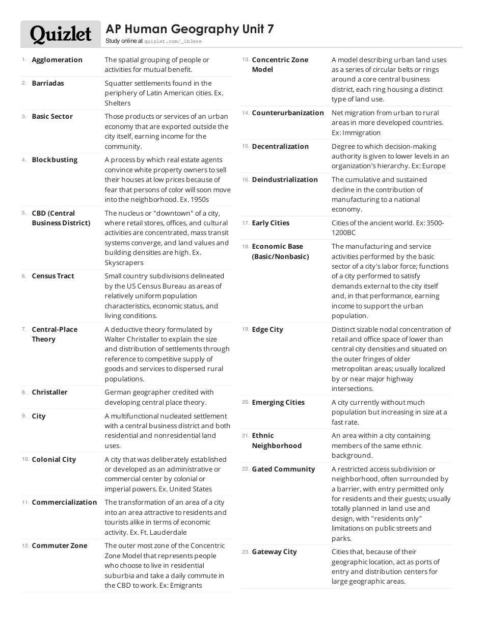Ap Human Geography Terms Download Printable PDF | Templateroller