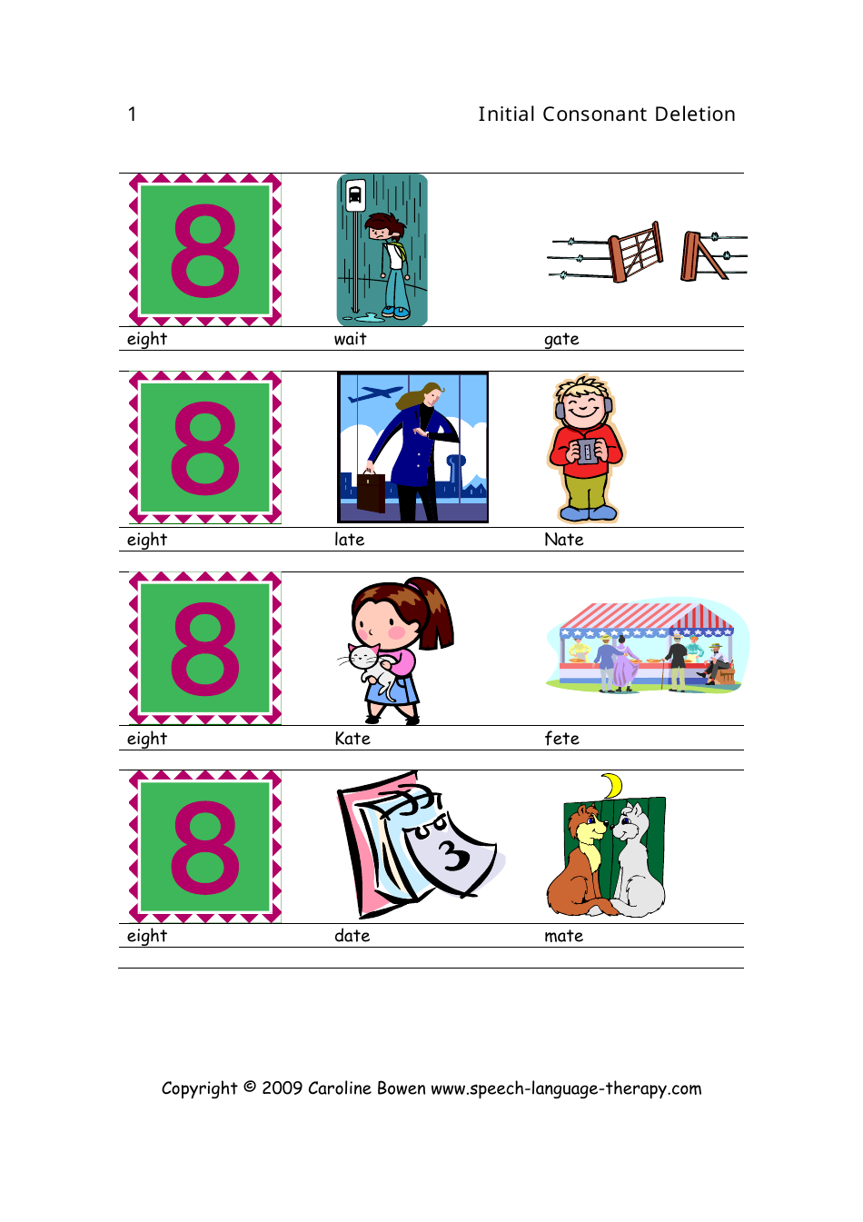 Speech & Language Flash Cards - Initial Consonant Deletion Download ...