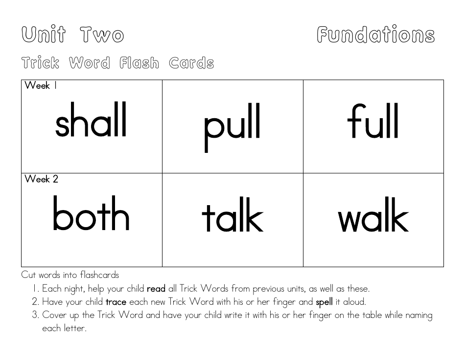 Trick Word Flash Cards Download Printable PDF | Templateroller