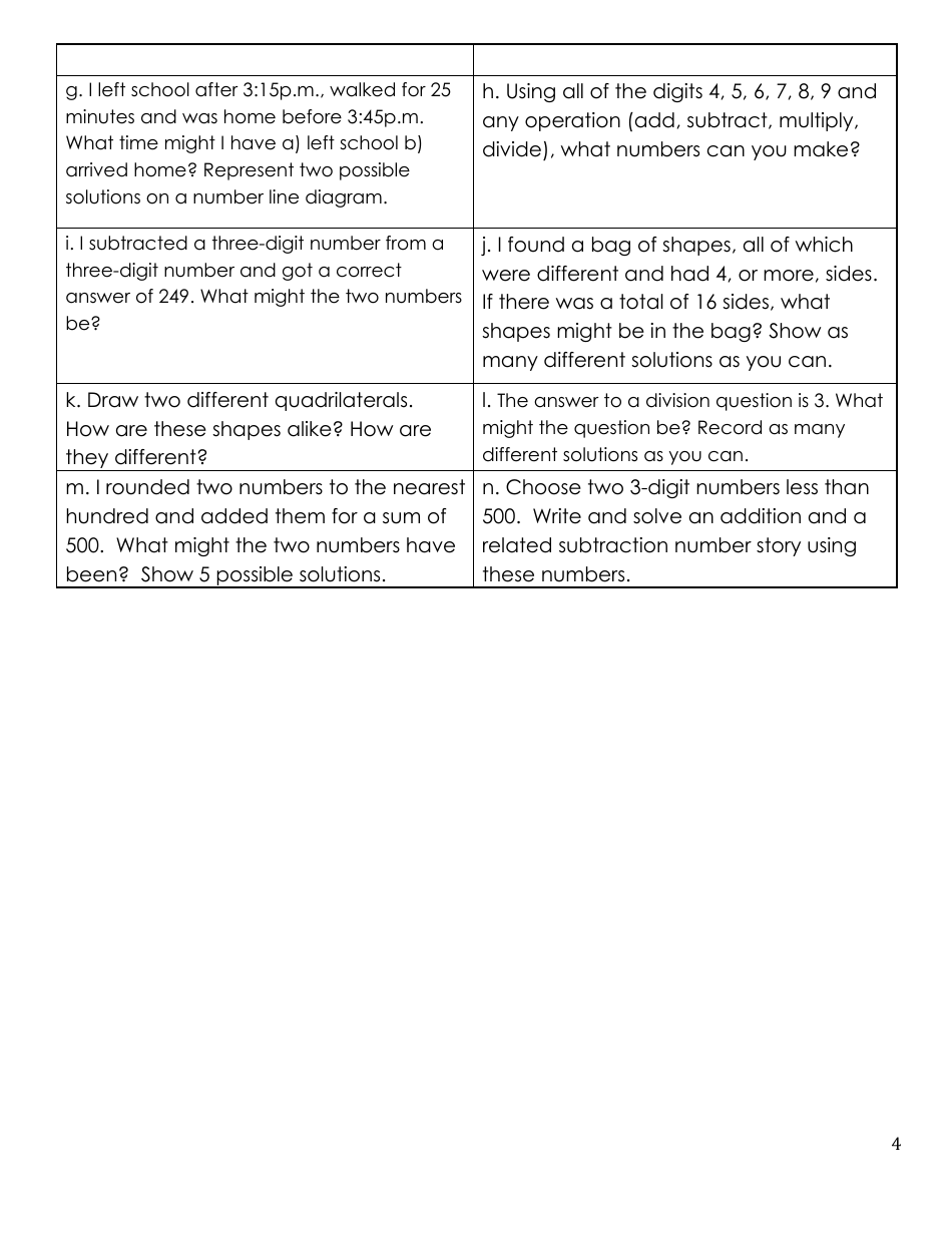 4th Grade Summer Math Work Download Printable PDF | Templateroller