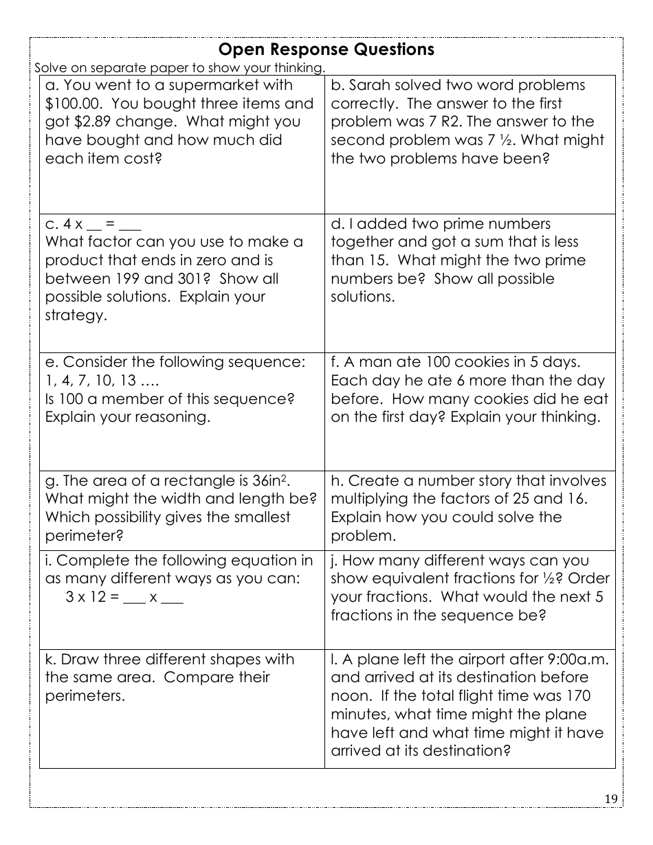 Rising Fifth Grade Math Summer Packet Download Printable PDF ...