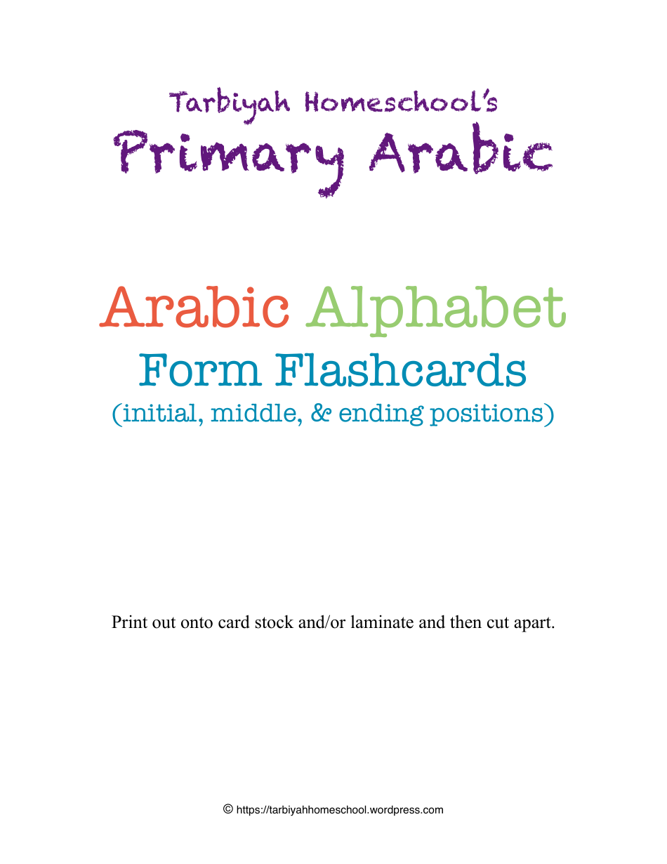 Arabic Alphabet Form Flashcards - Tarbiyah Homeschool - Fill Out, Sign ...