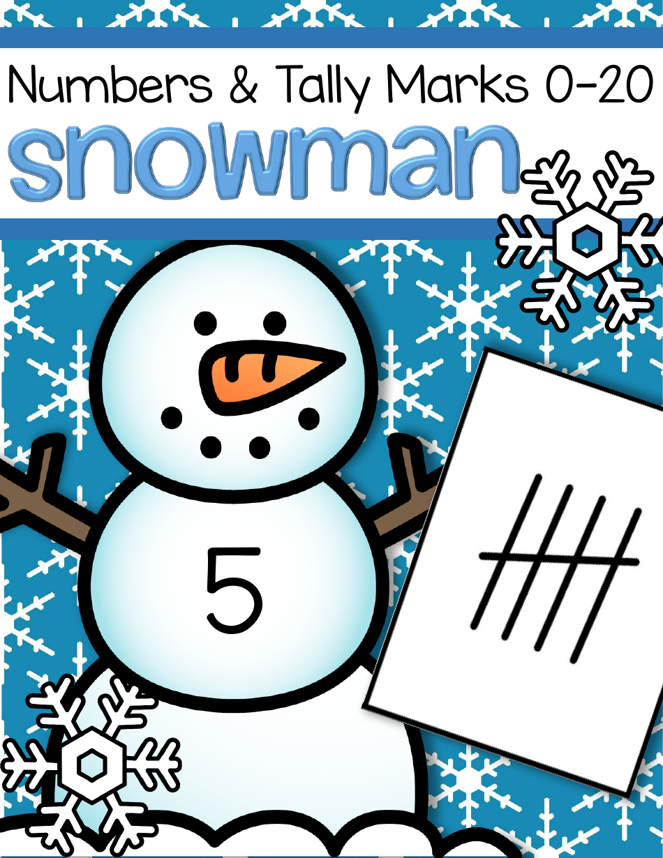 Numbers & Tally Marks 0-20 Flashcards - Snowman Download Printable PDF ...