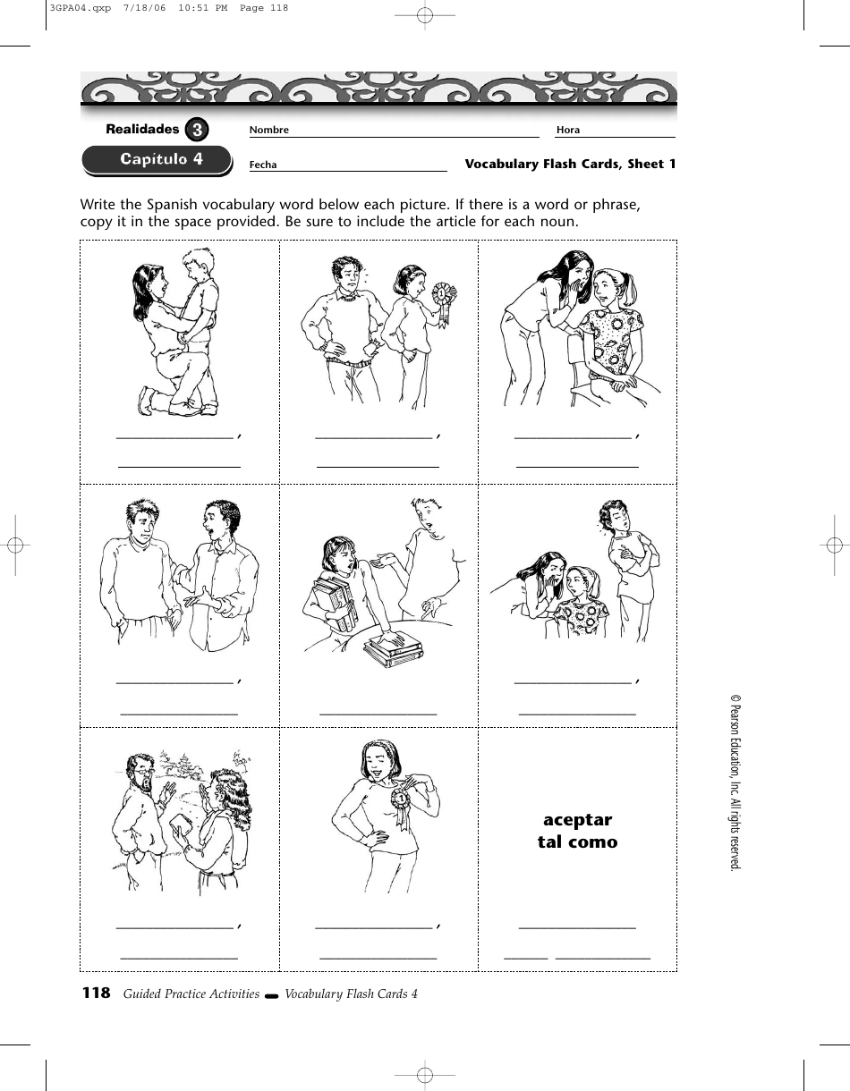 Spanish Vocabulary Flash Cards - Pearson Education Download Printable ...