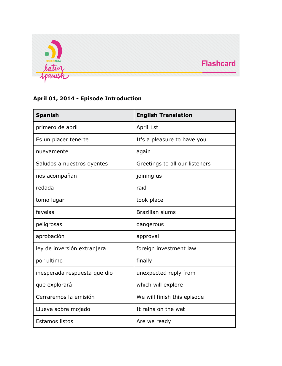Spanish Vocabuary Flashcards Download Printable PDF | Templateroller