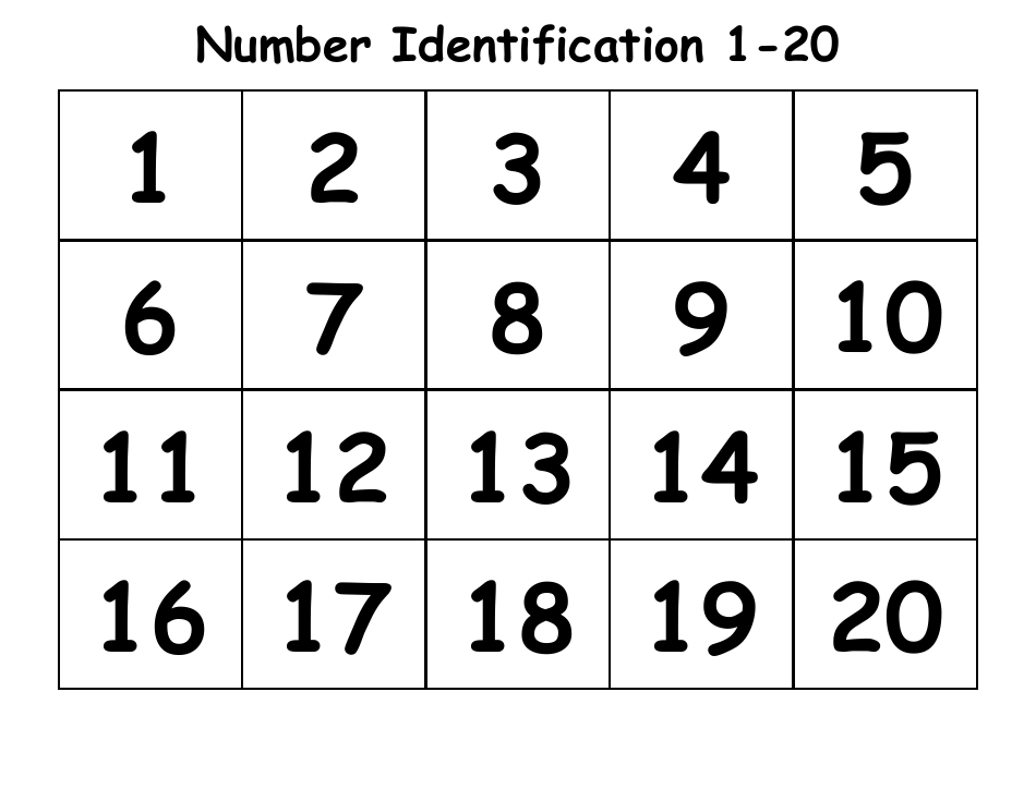 Number Identification Flashcards - 1-20 Download Printable PDF ...
