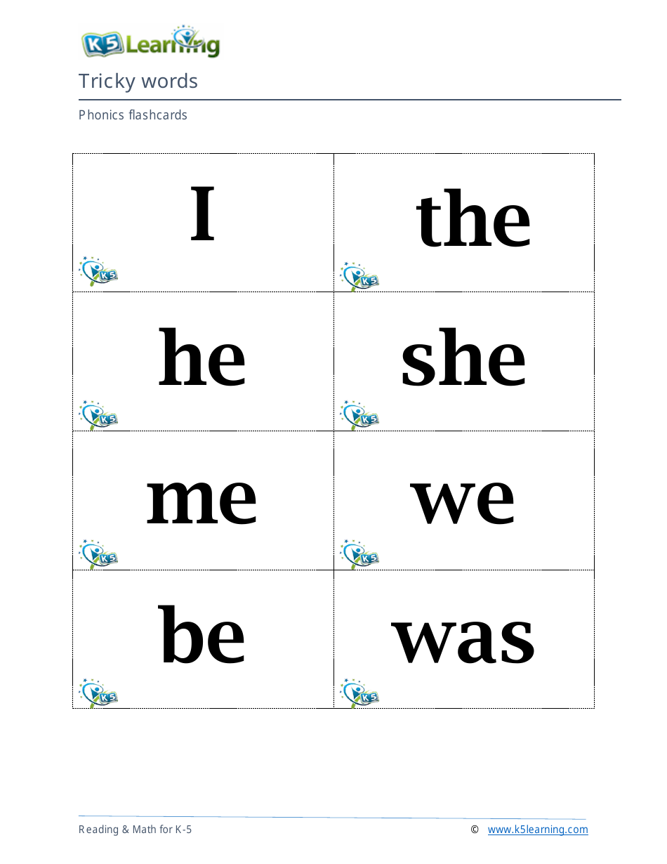 Phonics Flashcards - Tricky Words Download Printable PDF | Templateroller