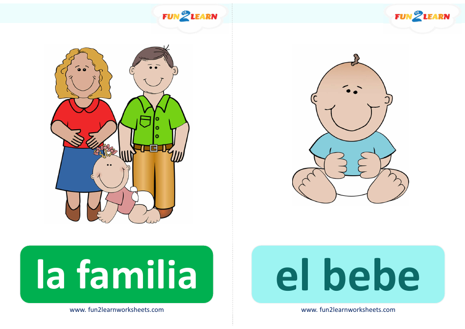 Spanish Flashcards - Family Members Download Printable PDF (English ...