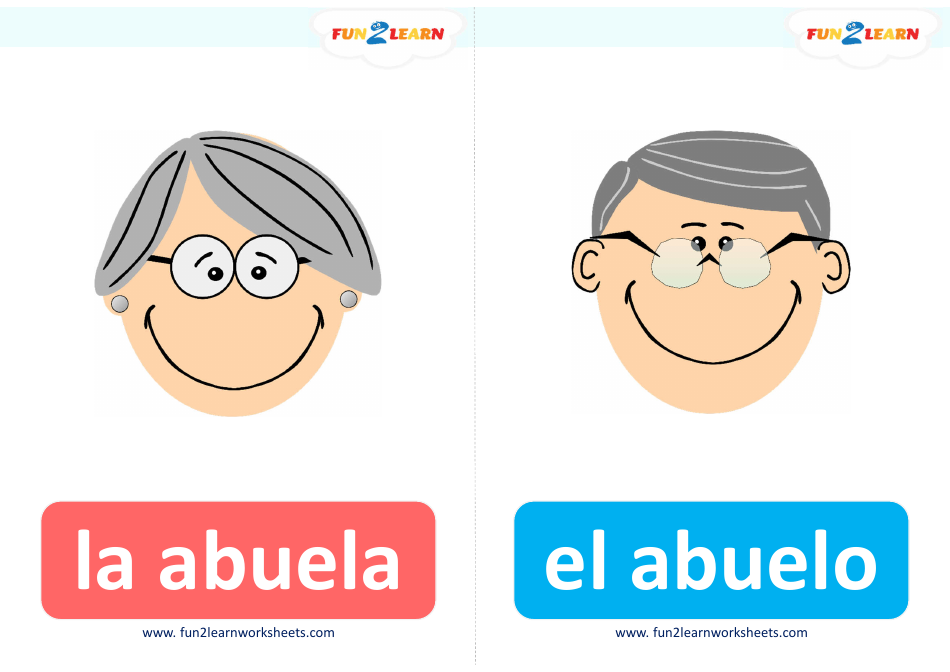 Spanish Flashcards - Family Members Download Printable PDF (English ...