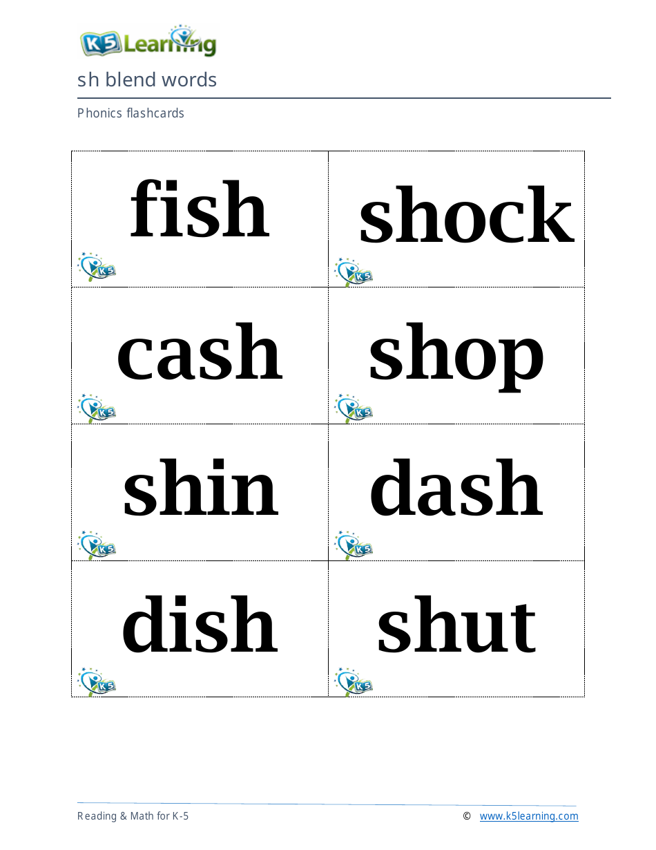 Phonics Flashcards - Sh Blend Words Download Printable PDF | Templateroller