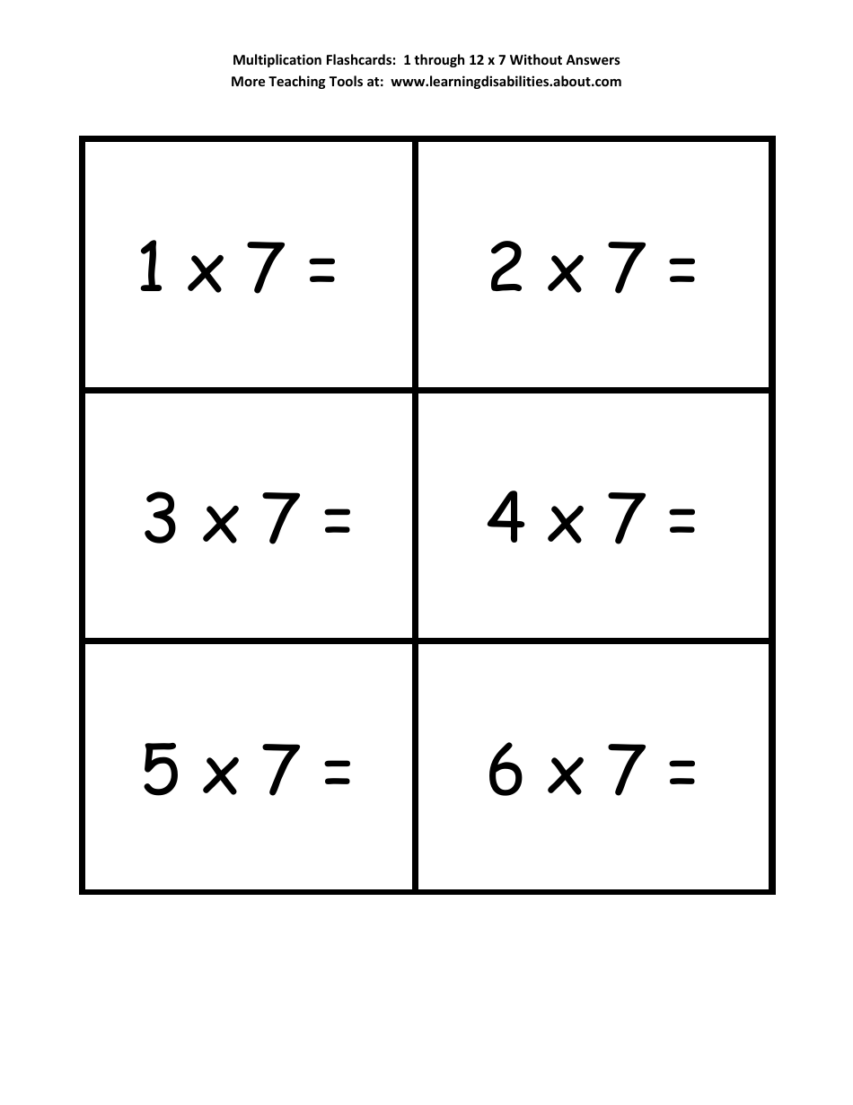 Multiplication Flashcards - 1 Through 12 X 7 Download Printable PDF ...