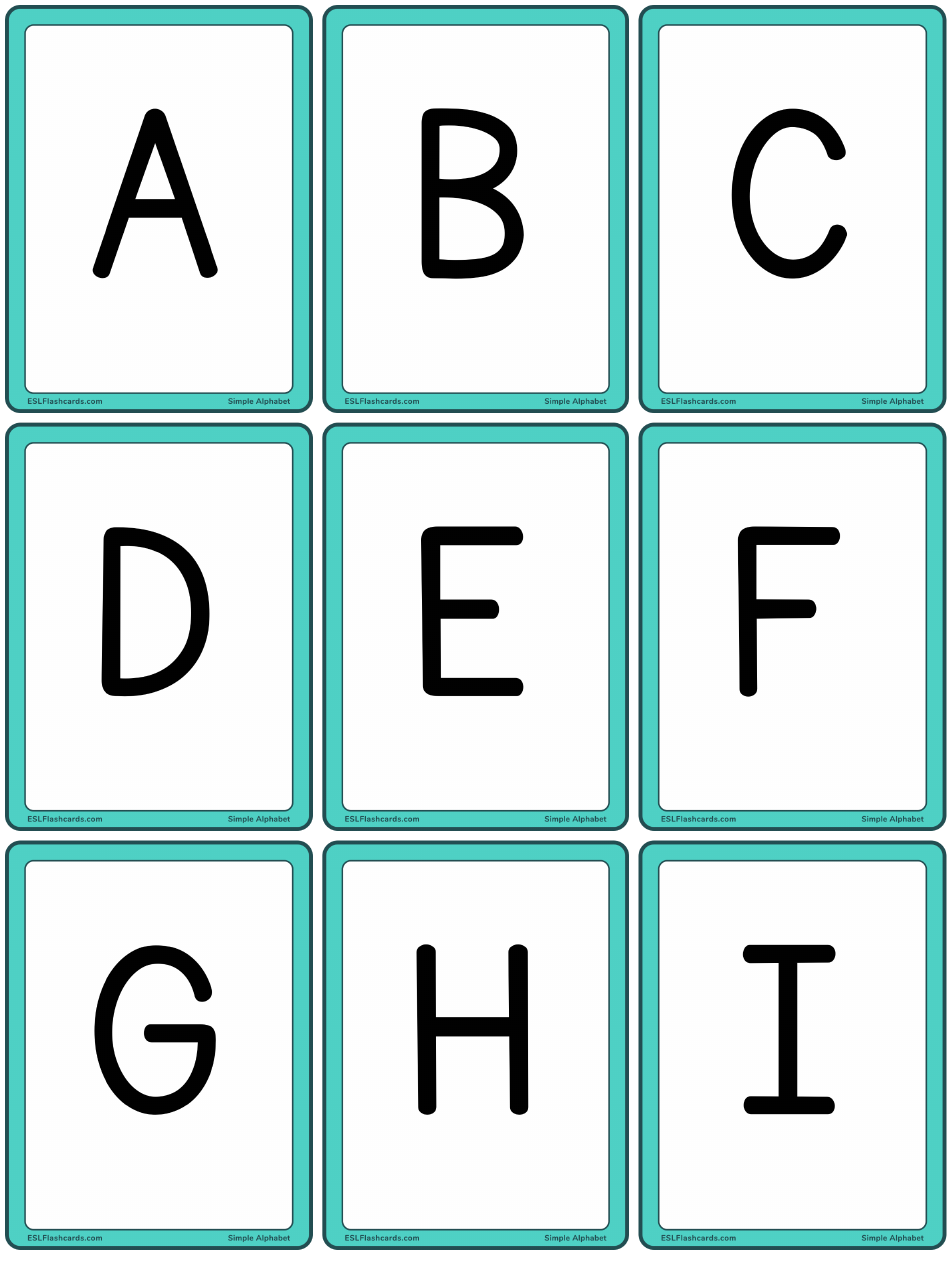 English Alphabet Flashcards - Turquoise Download Printable PDF ...