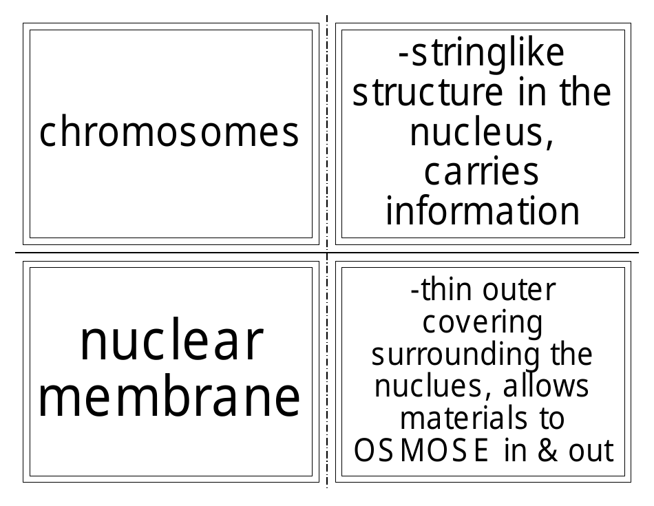 Biology Flashcards - Cell Parts Download Printable PDF | Templateroller