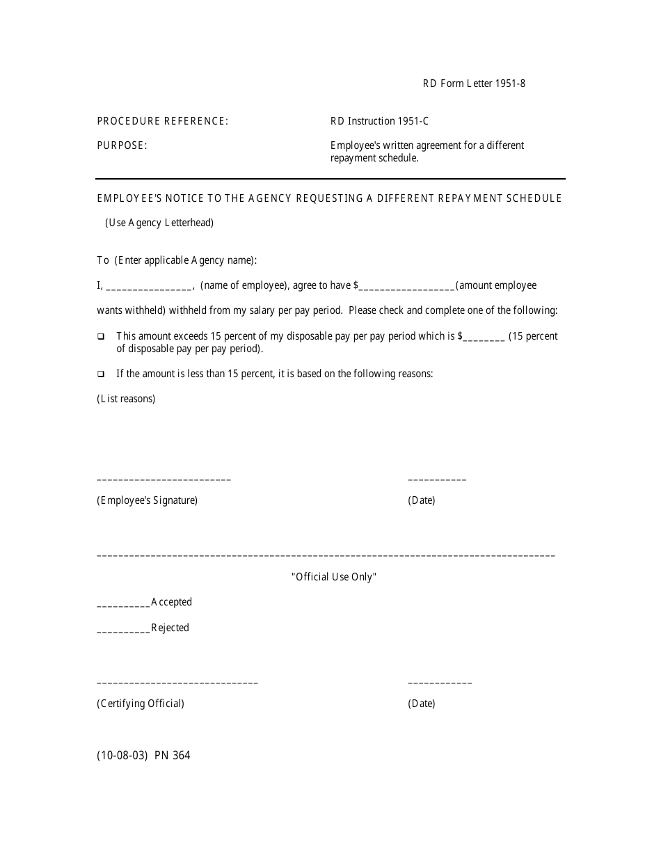 RD Form 1951-C-8 Download Printable PDF or Fill Online Employee's ...