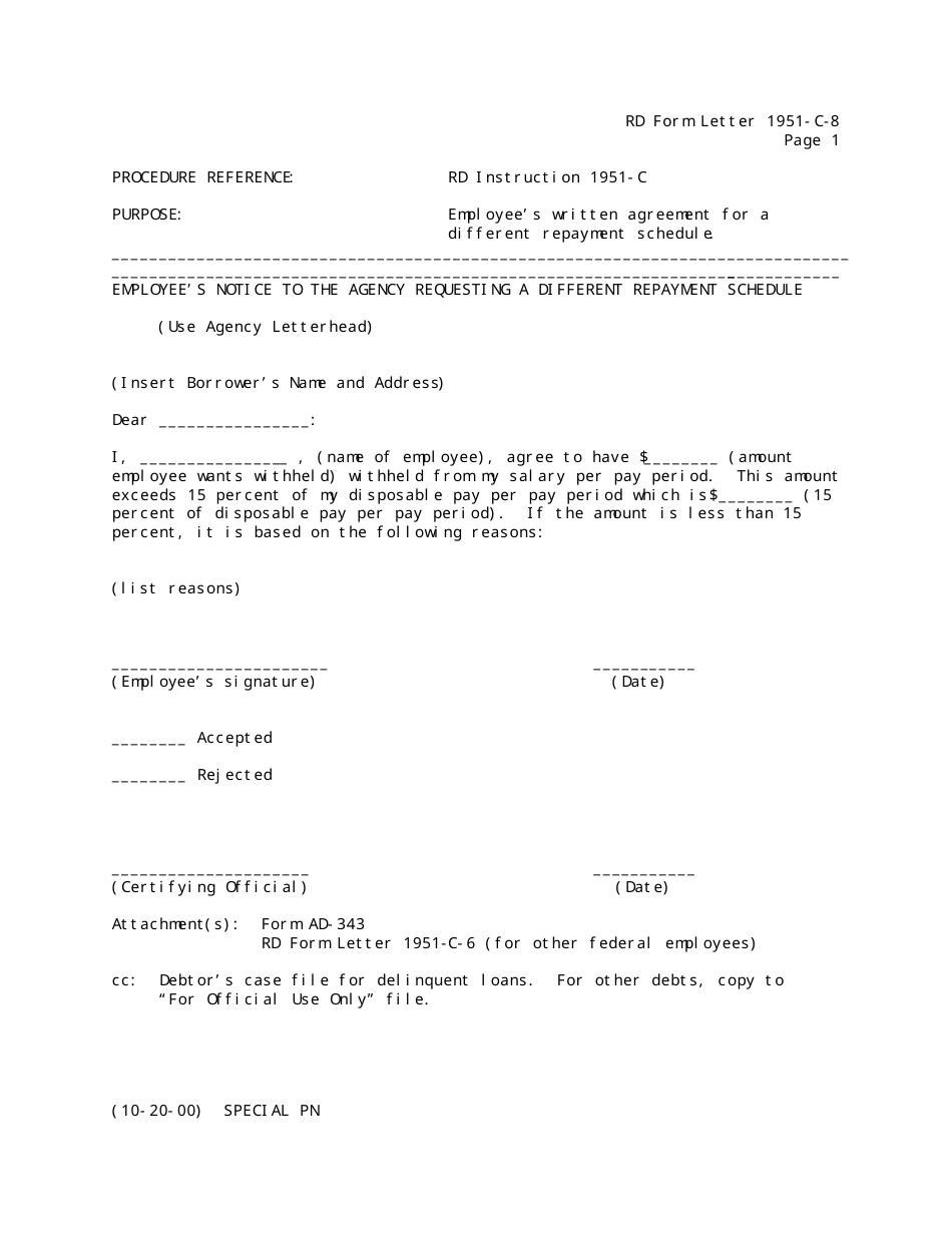 RD Form 1951-C-8 - Fill Out, Sign Online and Download Printable PDF ...