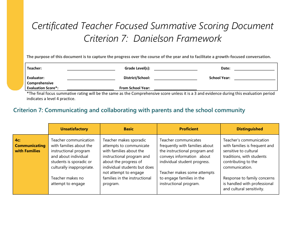 Washington Certificated Teacher Focused Summative Scoring Document ...