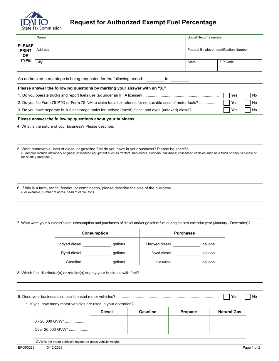Form EFO00283 Download Fillable PDF or Fill Online Request for ...