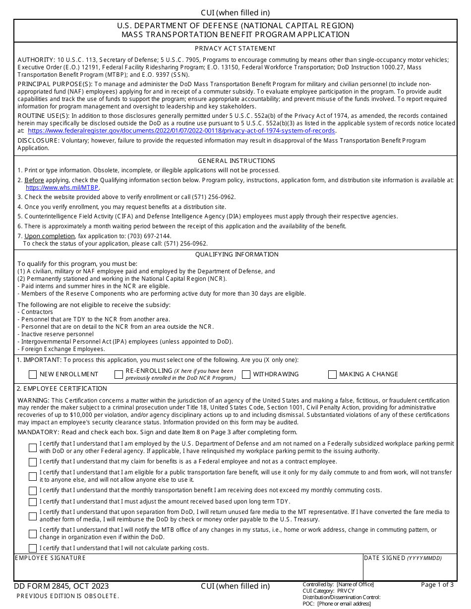 DD Form 2845 Download Fillable PDF or Fill Online U.S. Department of ...